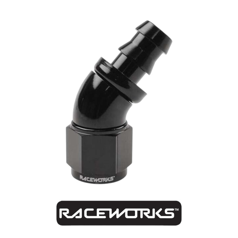 Raceworks Push Lok Hose Fitting AN-10 45 Degrees RWF-402-06BK ...